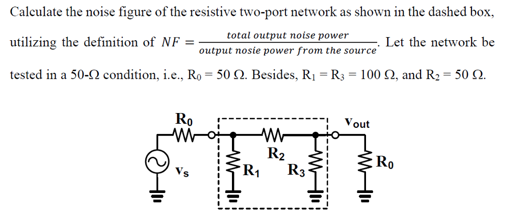 Calculate the noise figure of the resistive two-port | Chegg.com