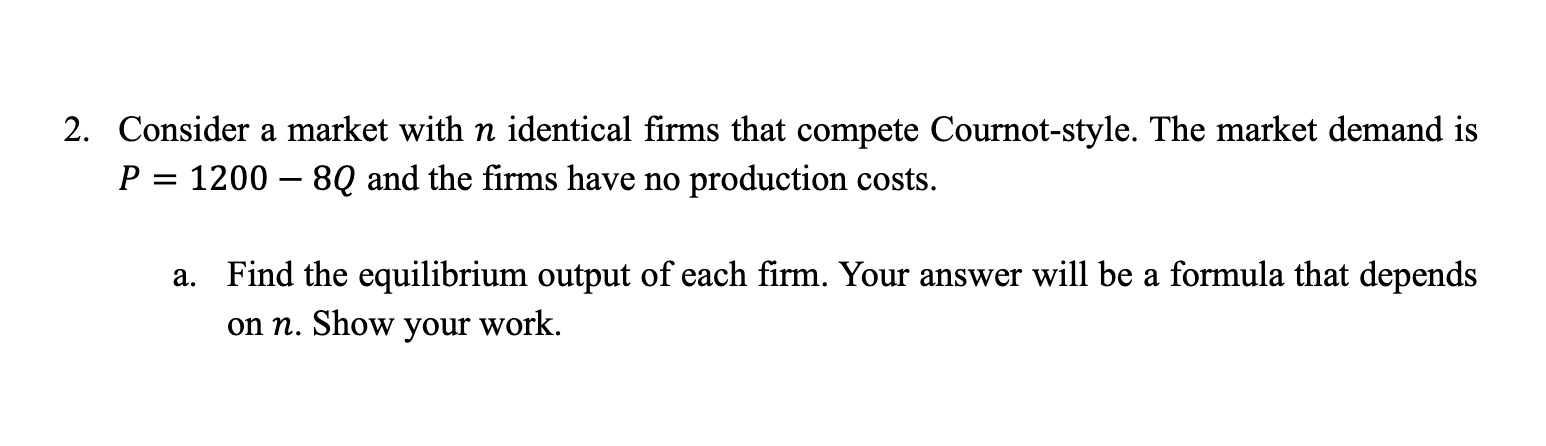 Solved Find the total market output, the market price, and | Chegg.com