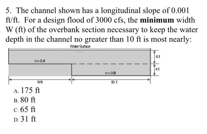 Solved 5. The channel shown has a longitudinal slope of | Chegg.com
