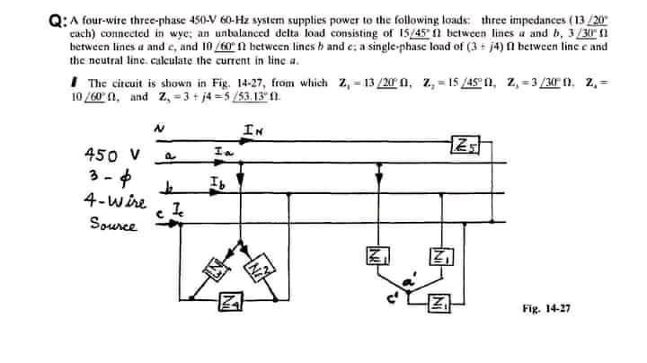 Solved Q: A four-wire three-phase 450-V 60-Hz system | Chegg.com