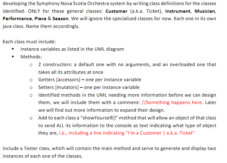 Solved developing the Symphony Nova Scotia Orchestra system | Chegg.com