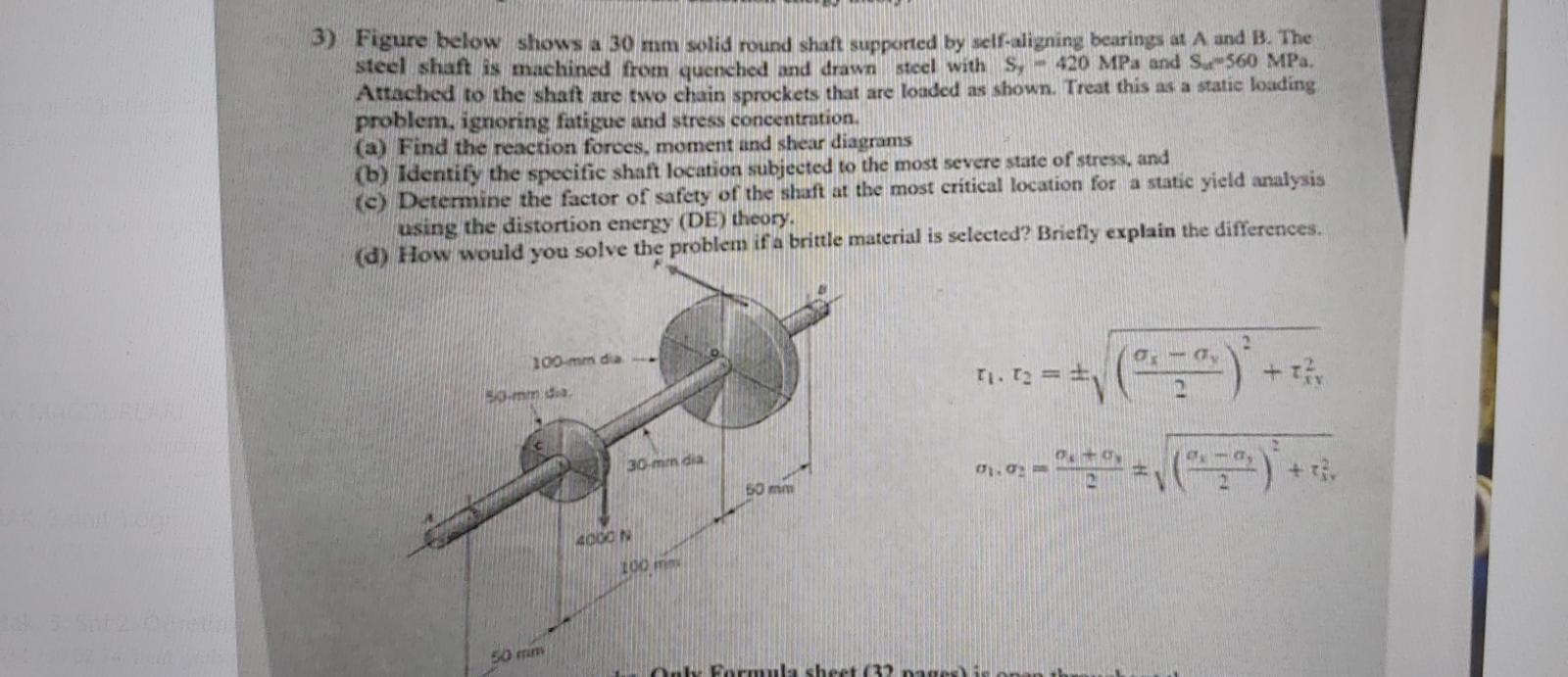 Solved 3) Figure below shows a 30 mm solid round shaft | Chegg.com