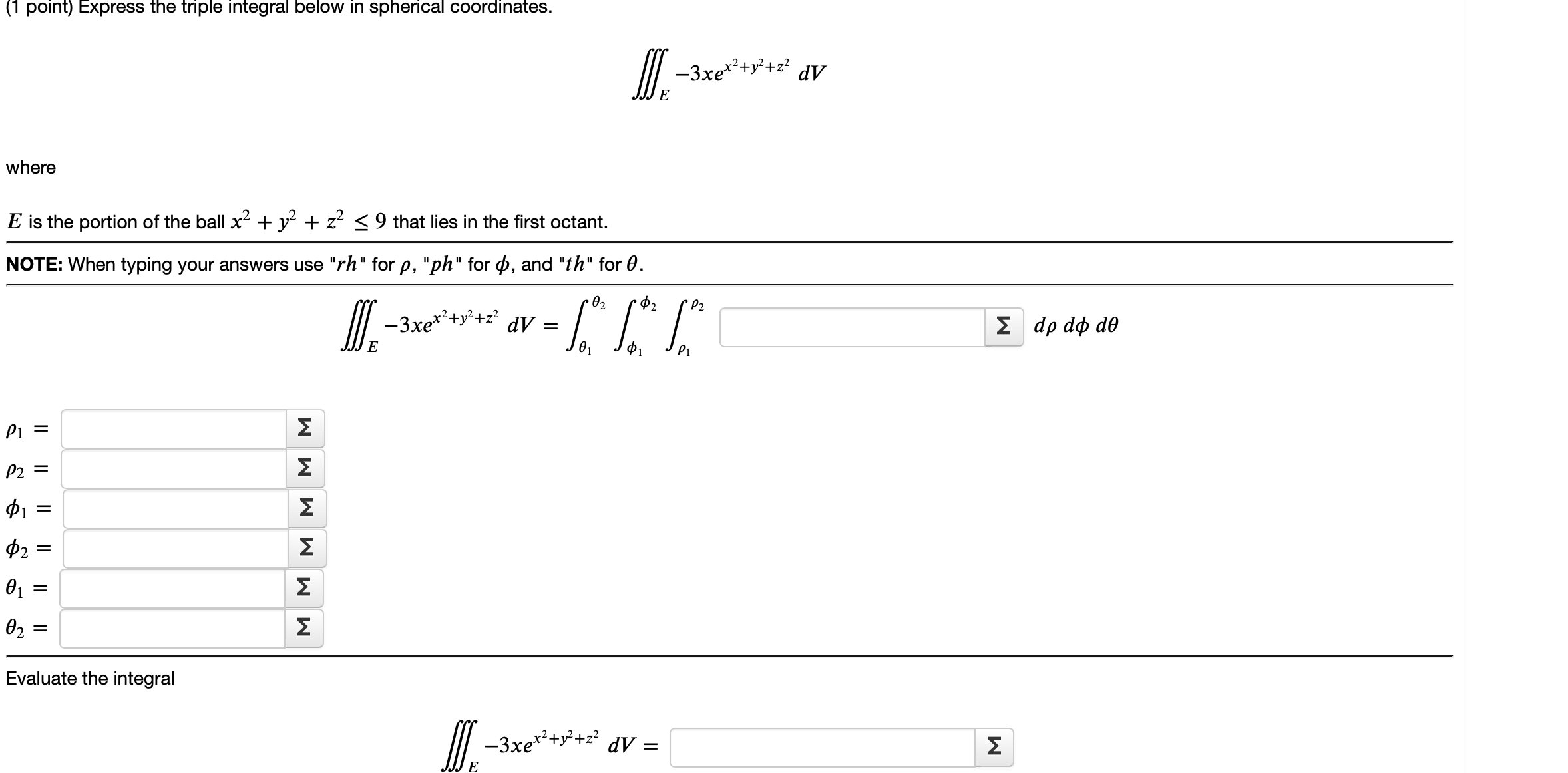 Solved (1 point) Express the triple integral below in | Chegg.com