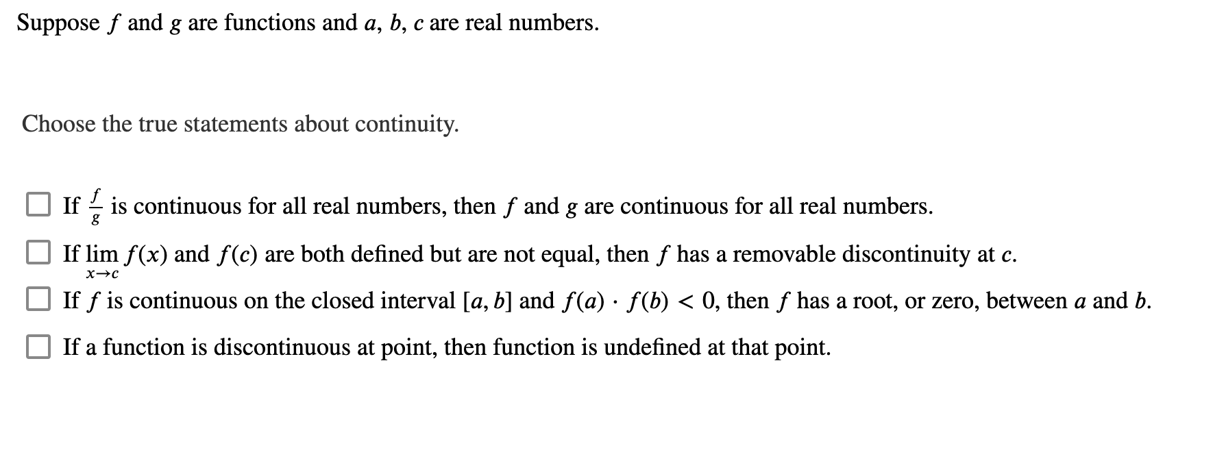 Solved Suppose f and g are functions and a, b, c are real | Chegg.com