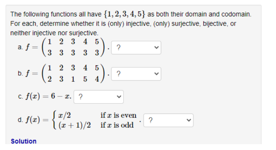 Solved The following functions all have {1,2,3,4,5} as both | Chegg.com