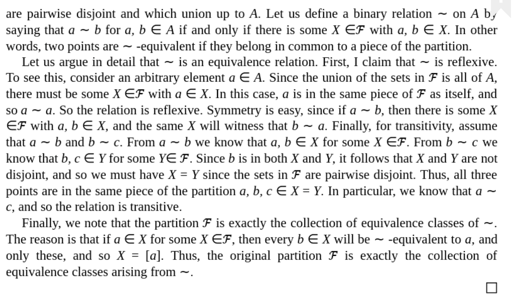 Solved Theorem 92. Suppose that ∼ is an equivalence relation | Chegg.com