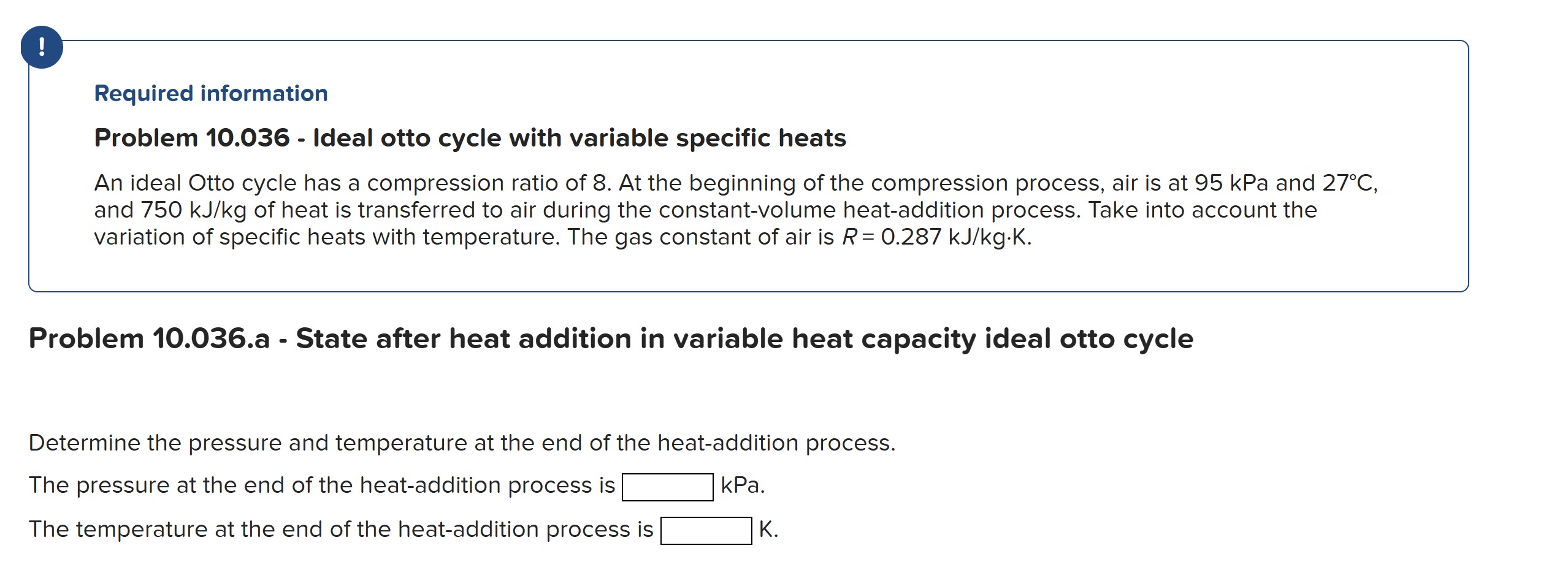 Solved Problem 10.036.a - ﻿State after heat addition in | Chegg.com