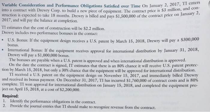 Solved Variable Consideration and Performance Obligations | Chegg.com