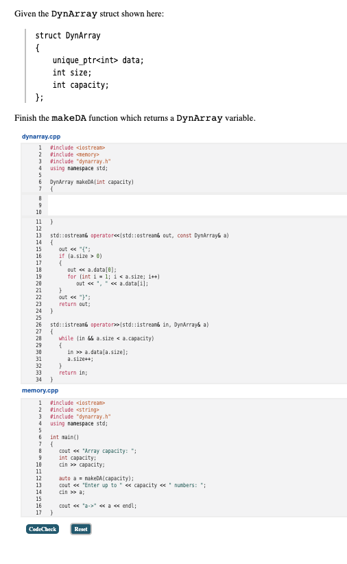 Solved Given the DynArray struct shown here: struct DynArray | Chegg.com