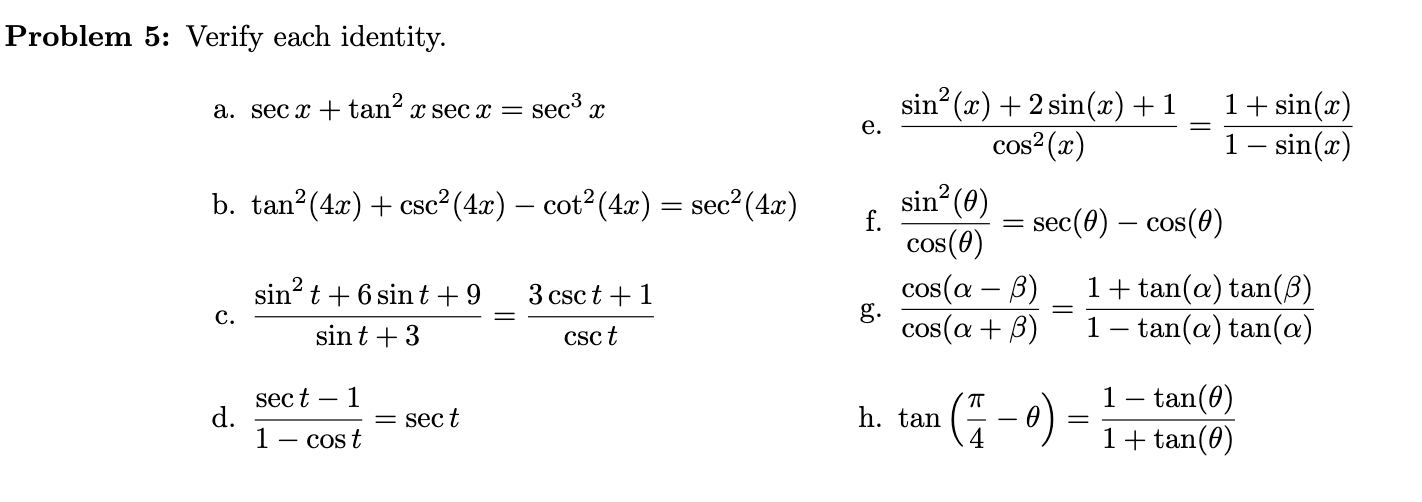 Solved Problem 5: Verify each | Chegg.com