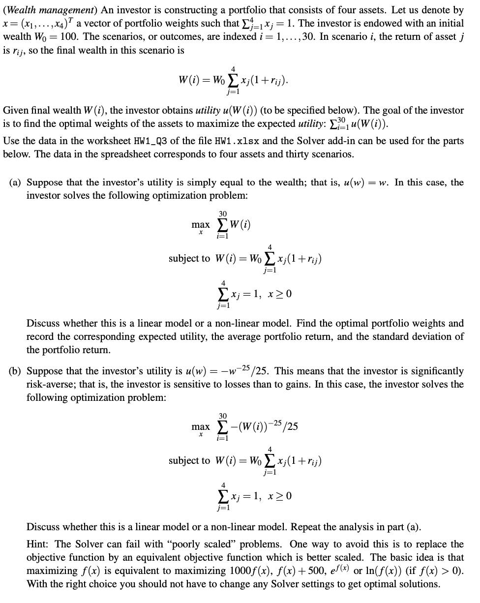 Solved (Wealth management) An investor is constructing a | Chegg.com