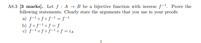 Solved A8.5 [10 marks]. Suppose that f:X→Y is a function and | Chegg.com