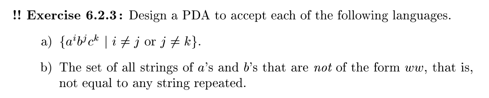 Solved Exercise 623 Design A Pda To Accept Each Of The 