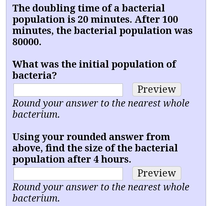 Solved The doubling time of a bacterial population is 20 | Chegg.com