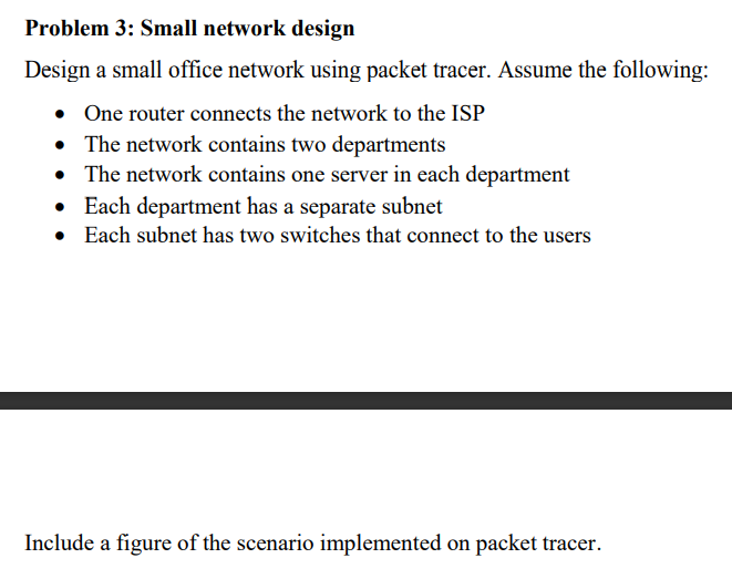 Solved Problem 3: Small network design Design a small office | Chegg.com