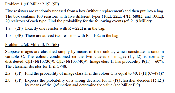 Solved Problem 1 (cf. Miller 2.19) (5P) Five resistors are | Chegg.com