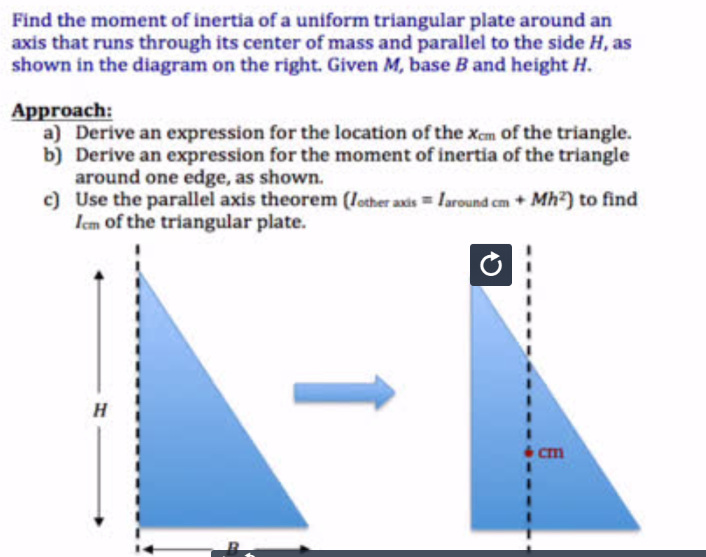 Solved Find the moment of inertia of a uniform triangular | Chegg.com