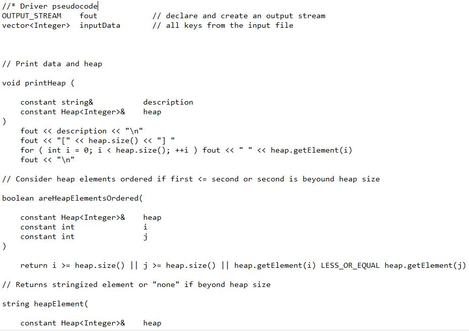 Write a program that implements heap class and test | Chegg.com