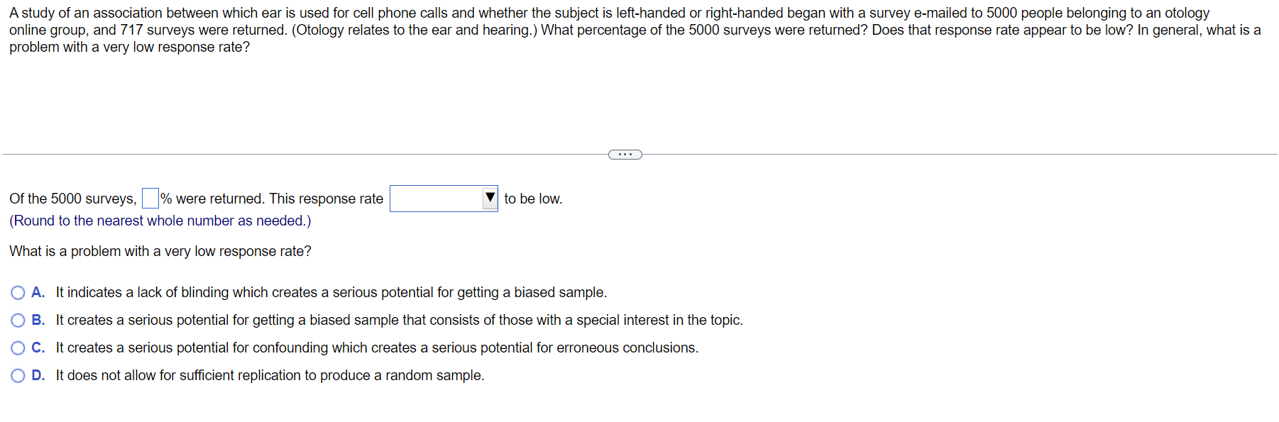 Solved problem with a very low response rate? Of the 5000 | Chegg.com