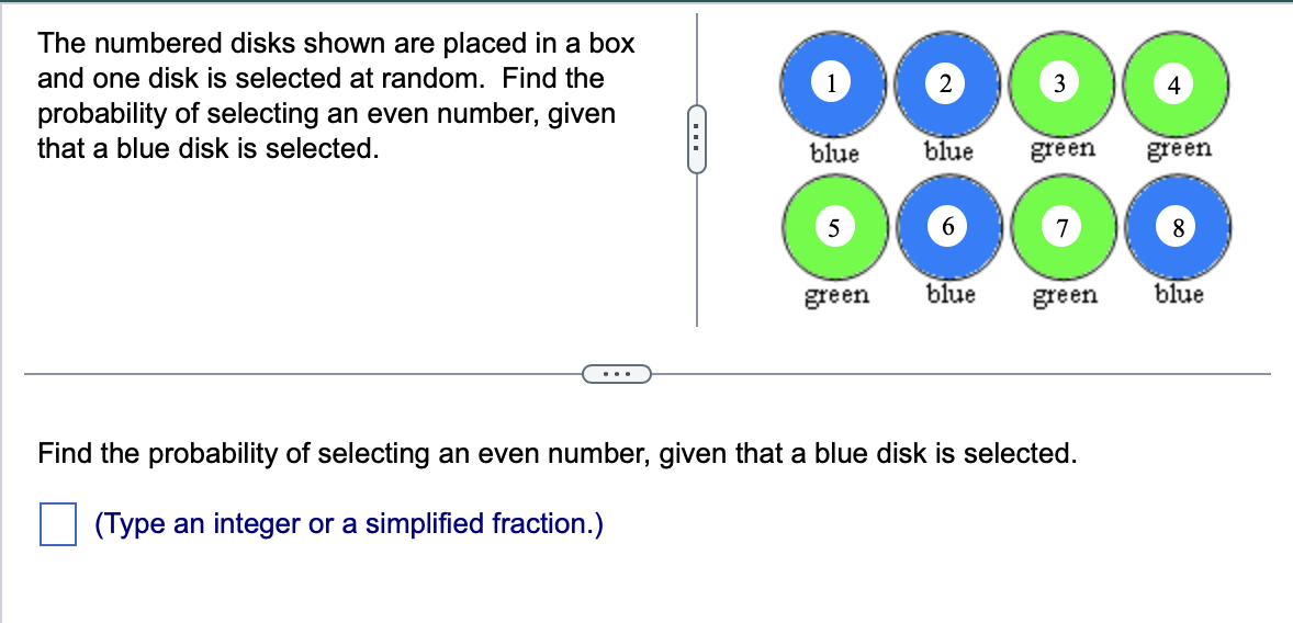 Solved The numbered disks shown are placed in a box and one | Chegg.com