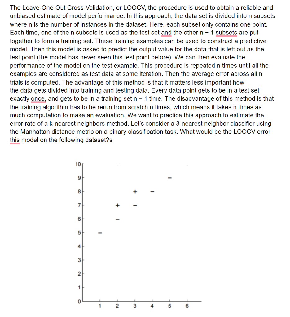 Solved The Leave-One-Out Cross-Validation, or LOOCV, the | Chegg.com