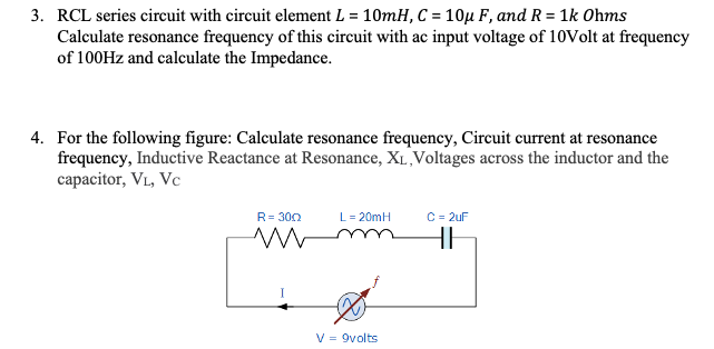 Solved 3. RCL series circuit with circuit element | Chegg.com