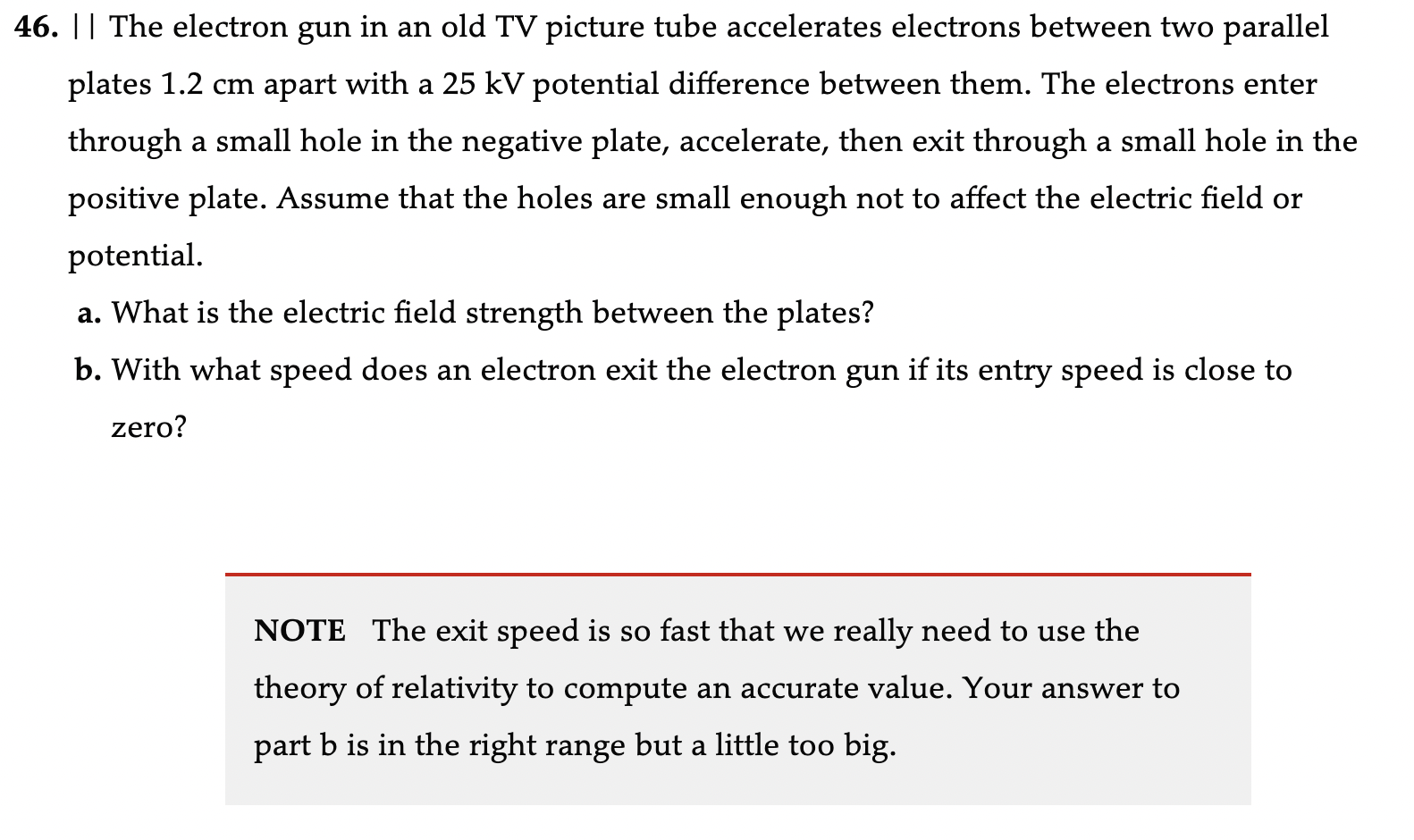 Solved 16. I| The electron gun in an old TV picture tube | Chegg.com