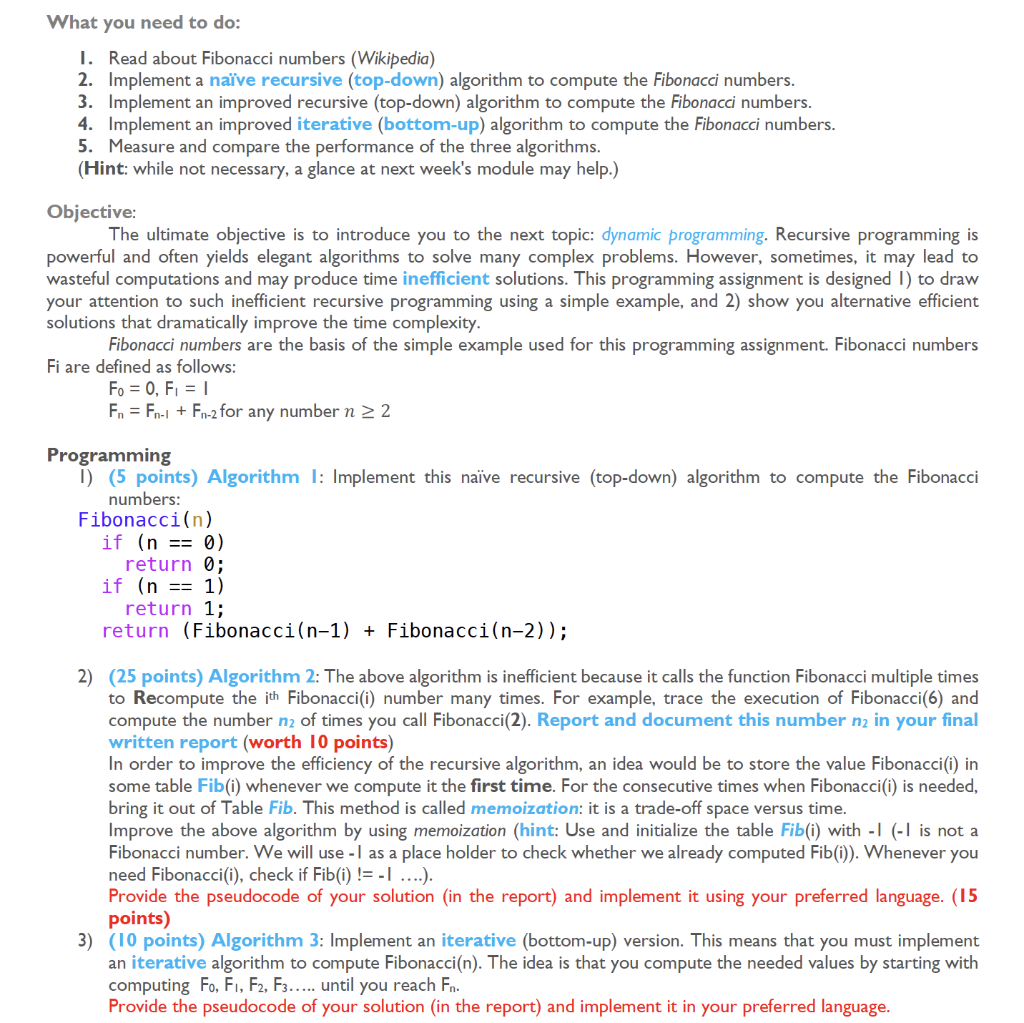 Solved What you need to do: I. Read about Fibonacci numbers | Chegg.com