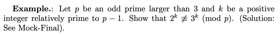 Solved Example.: Let p be an odd prime larger than 3 and k | Chegg.com