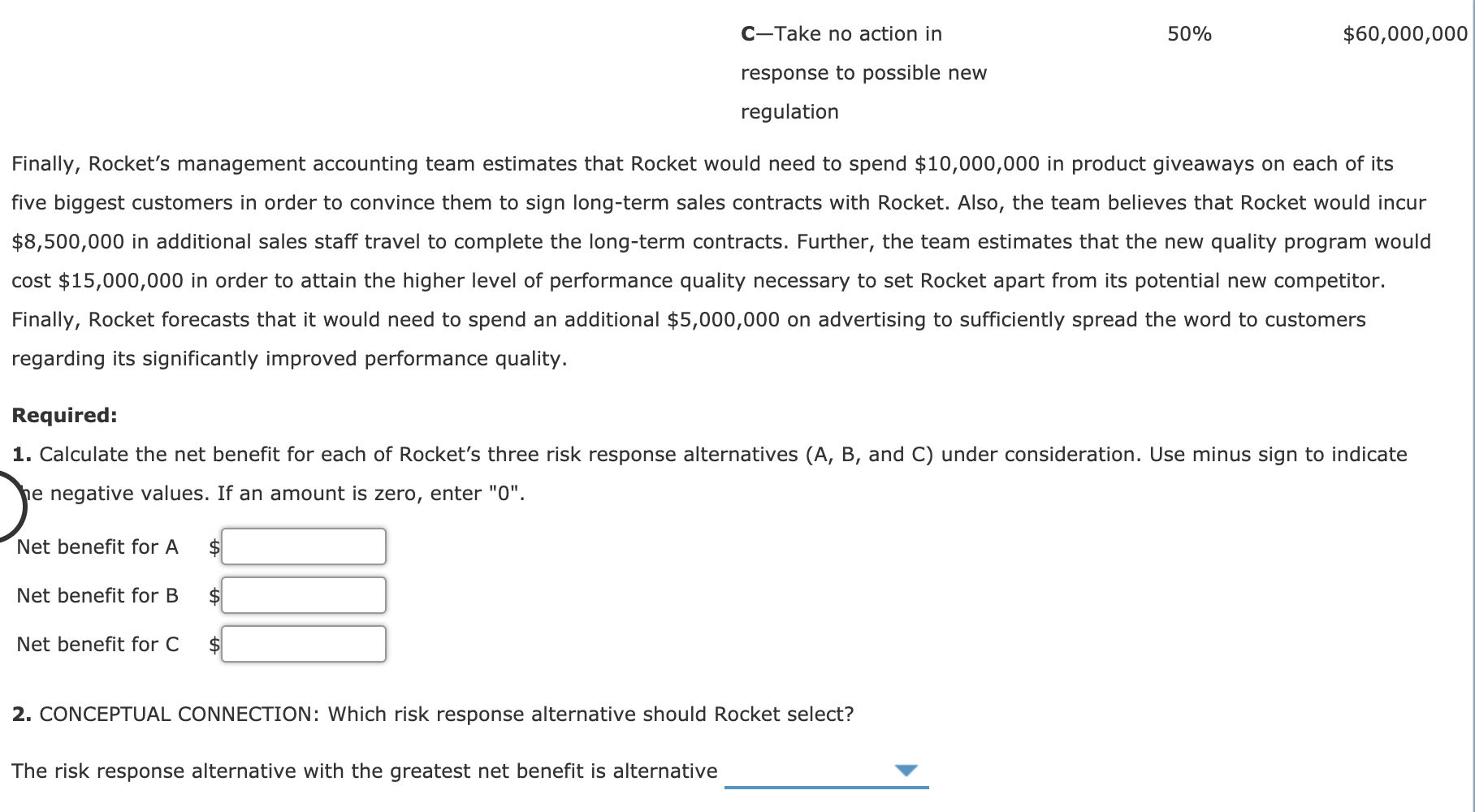 Solved Using Net Benefit to Evaluate Risk Response | Chegg.com