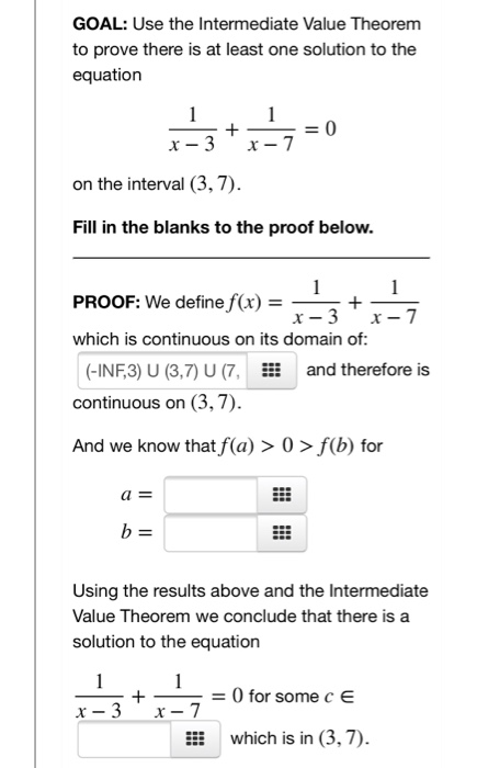 Solved GOAL: Use the Intermediate Value Theorem to prove | Chegg.com