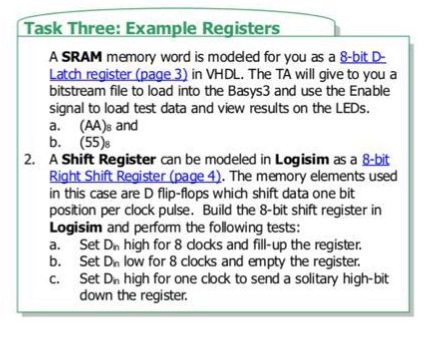 Solved Task Three: Example Registers A SRAM memory word is | Chegg.com