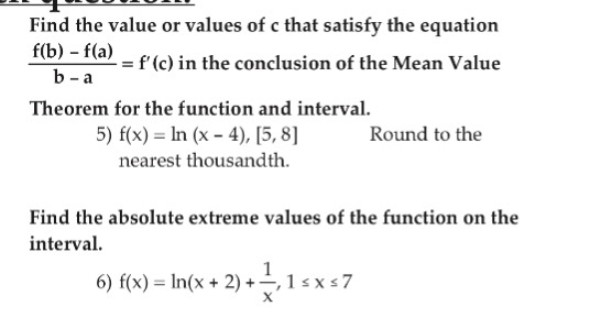 Solved Find the value or values of c that satisfy the | Chegg.com