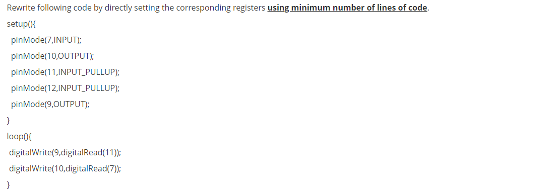 Solved Rewrite following code by directly setting the | Chegg.com