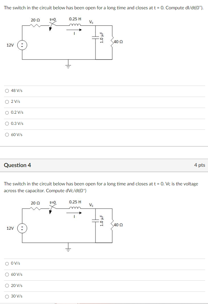 Solved The switch in the circuit below has been open for a | Chegg.com