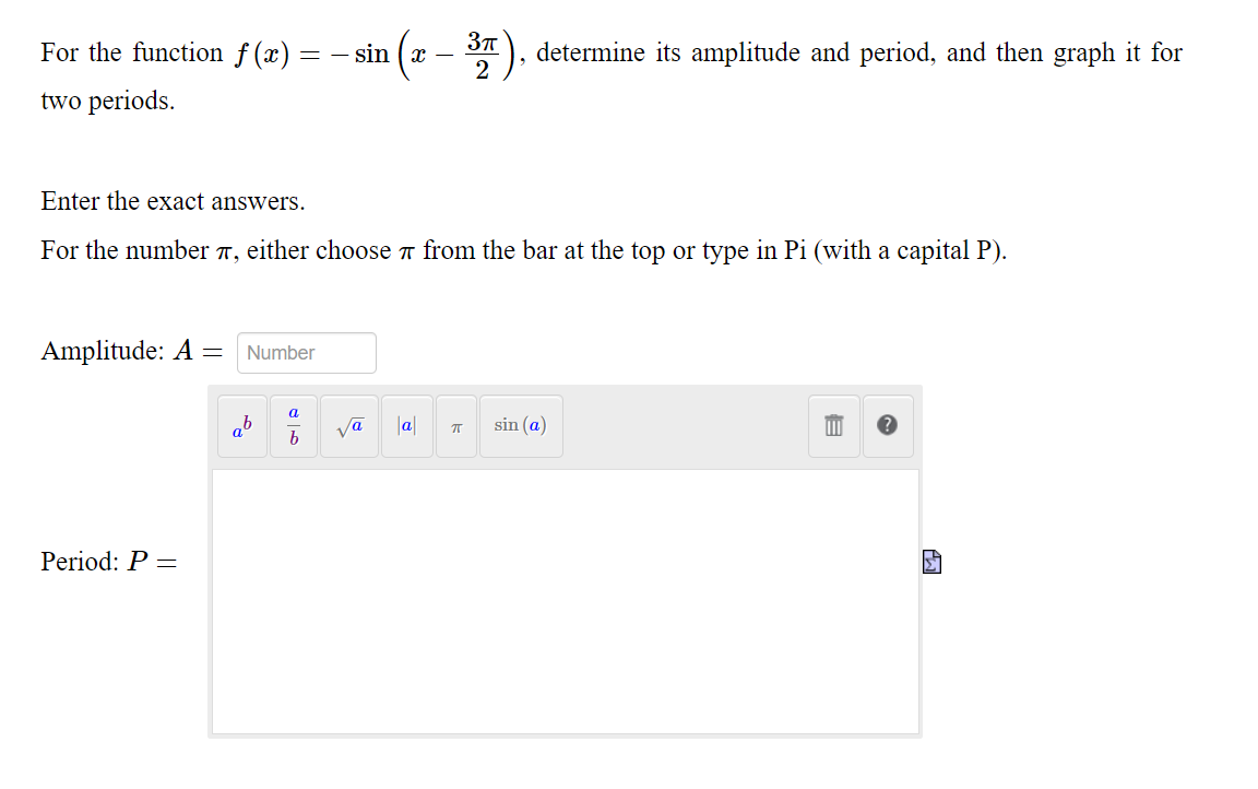 Solved For the function f(x)=−sin(x−23π), determine its | Chegg.com