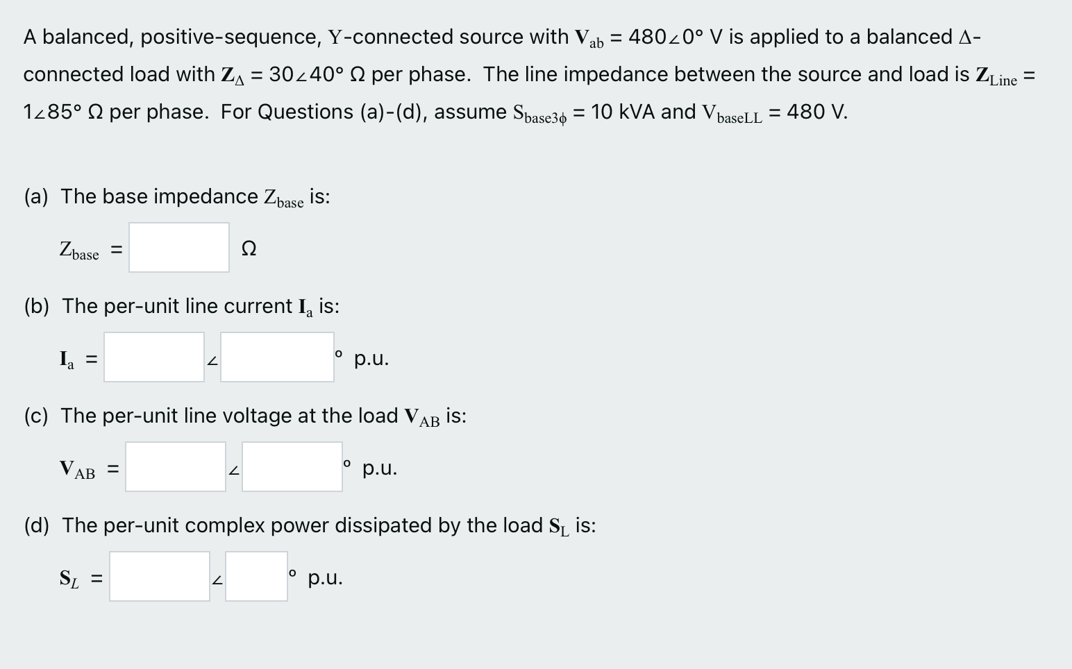 Solved A balanced, positive-sequence, Y-connected source | Chegg.com