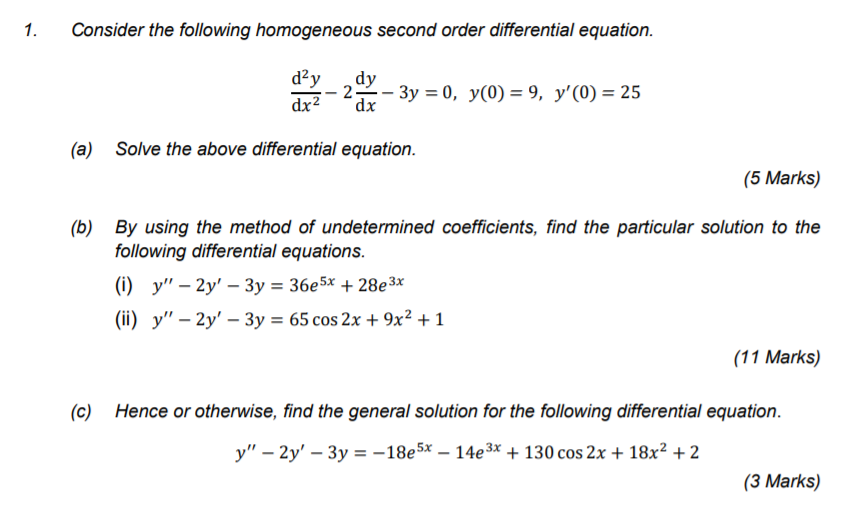 Solved: 1. Consider The Following Homogeneous Second Order... | Chegg.com