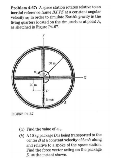 Solved Problem 4-67: A space station rotates relative to an | Chegg.com