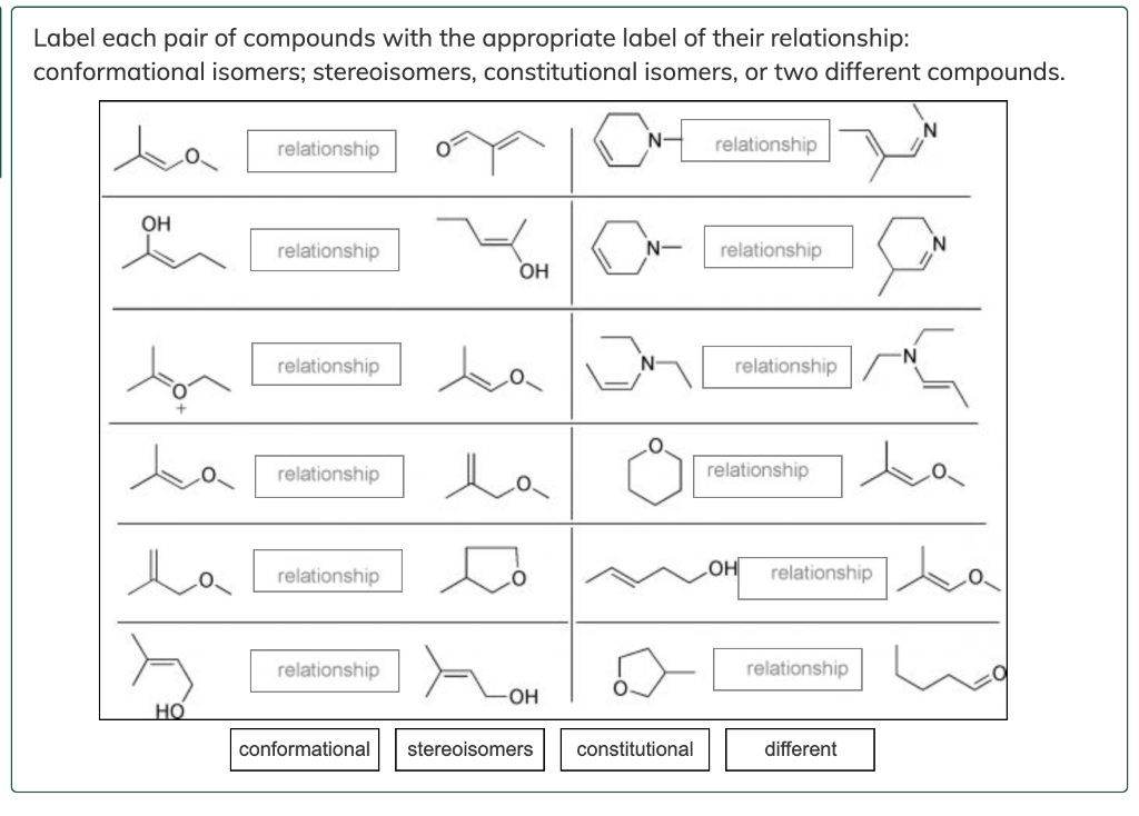 Solved Label each pair of compounds with the appropriate | Chegg.com