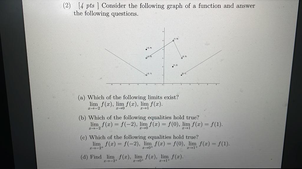 Solved (1) [6pts] Determine if the limit of the function | Chegg.com