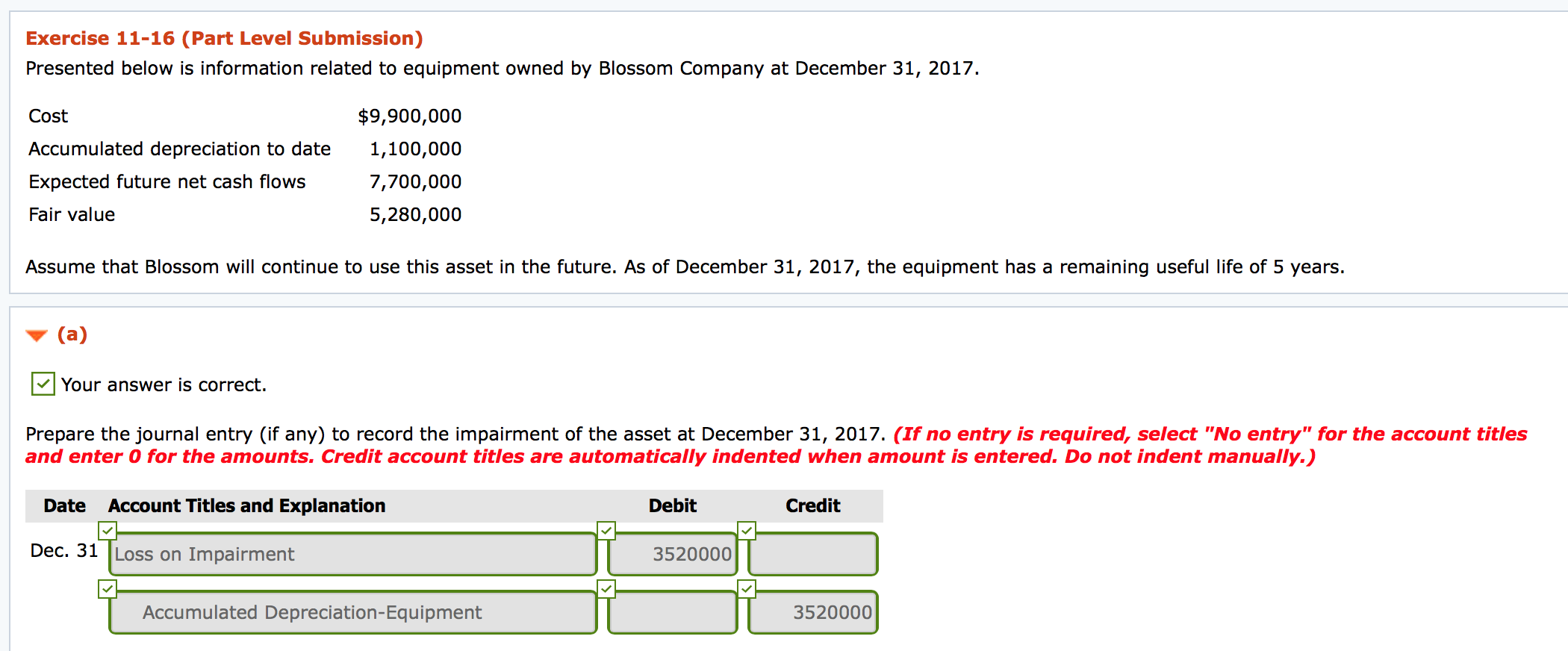 Solved Exercise 11-16 (Part Level Submission) Presented | Chegg.com