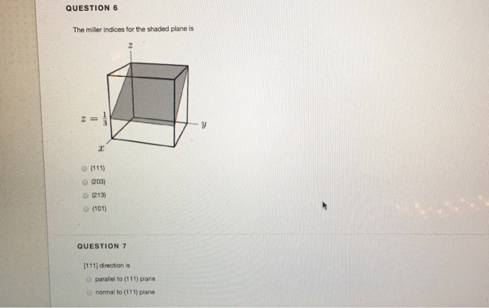 Solved The miller indices for the shaded plane is (111) | Chegg.com