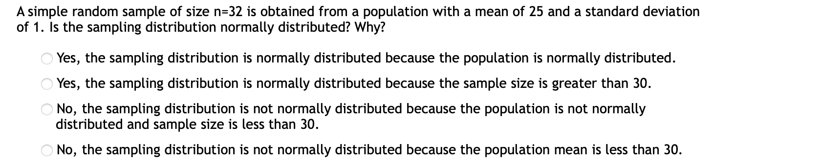 Solved A simple random sample of size n=32 is obtained from | Chegg.com