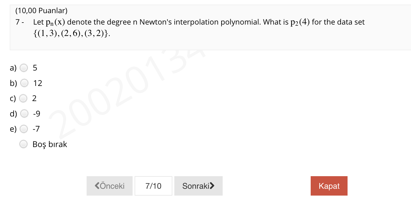 Solved (10,00 Puanlar) 7 - Let pn(x) denote the degree n | Chegg.com