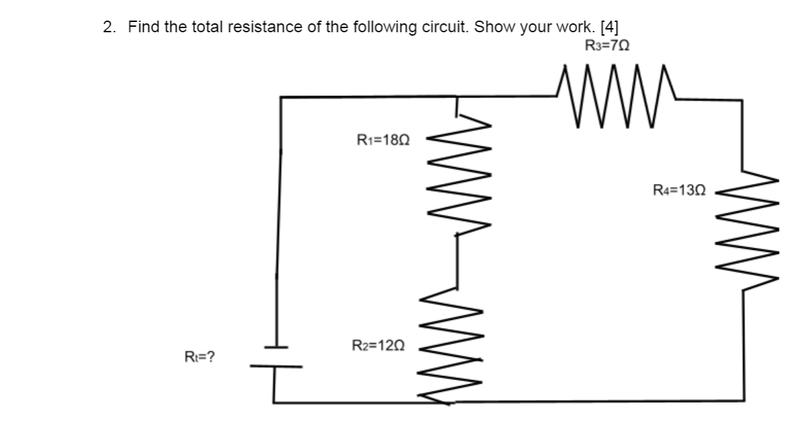 Solved 2. Find the total resistance of the following | Chegg.com