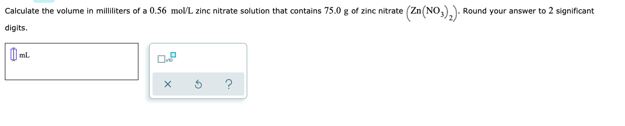 Solved Calculate the volume in milliliters of a 0.56 mol/L | Chegg.com