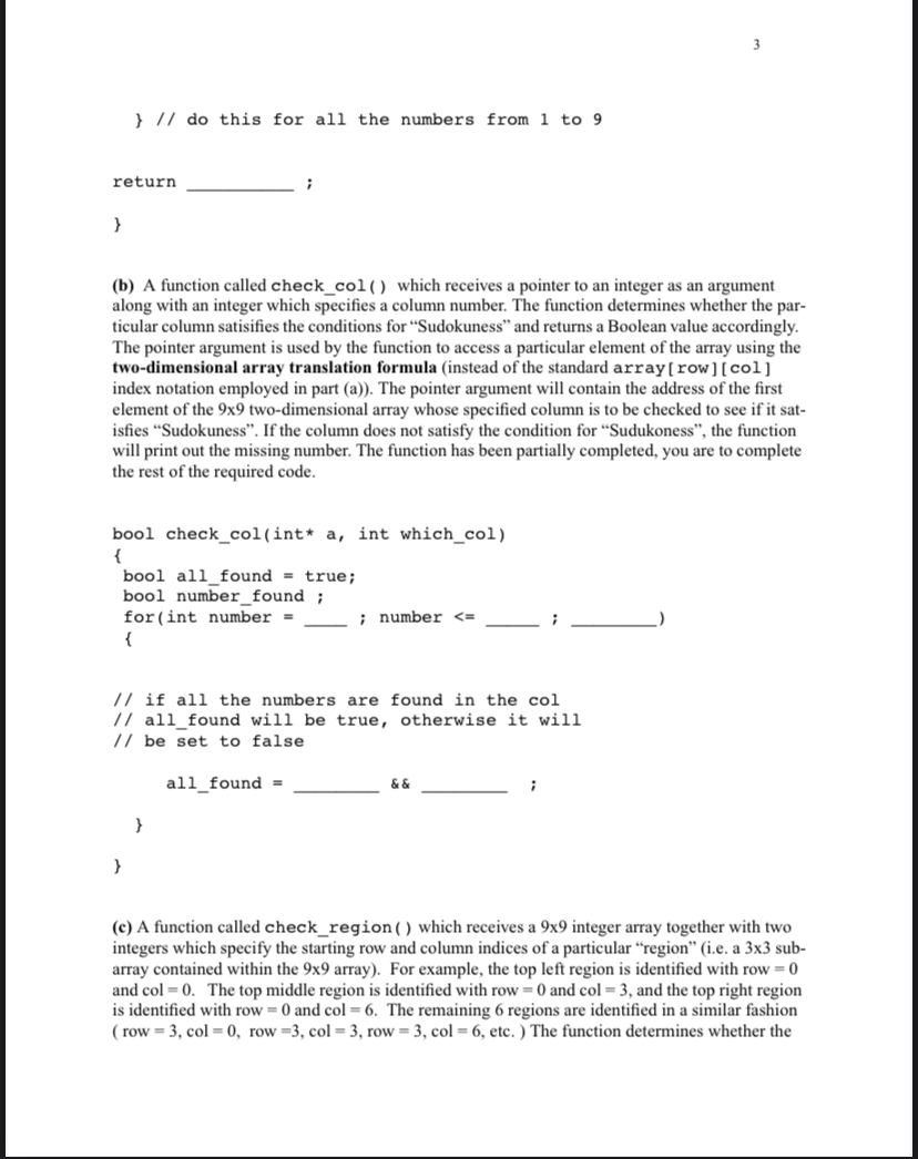 Solved Correctly fill in the blanks of the missing C++ | Chegg.com