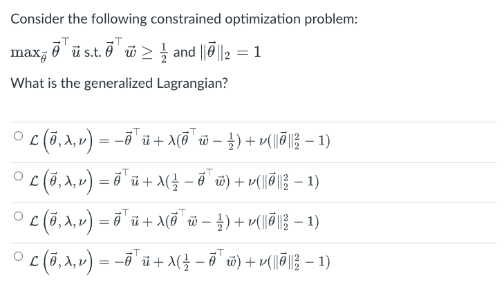 Consider the following constrained optimization | Chegg.com