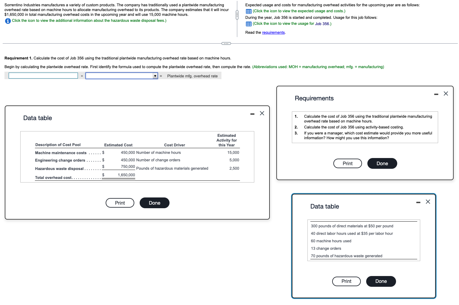 Solved Requirement 1. Calculate the cost of Job 356 using | Chegg.com